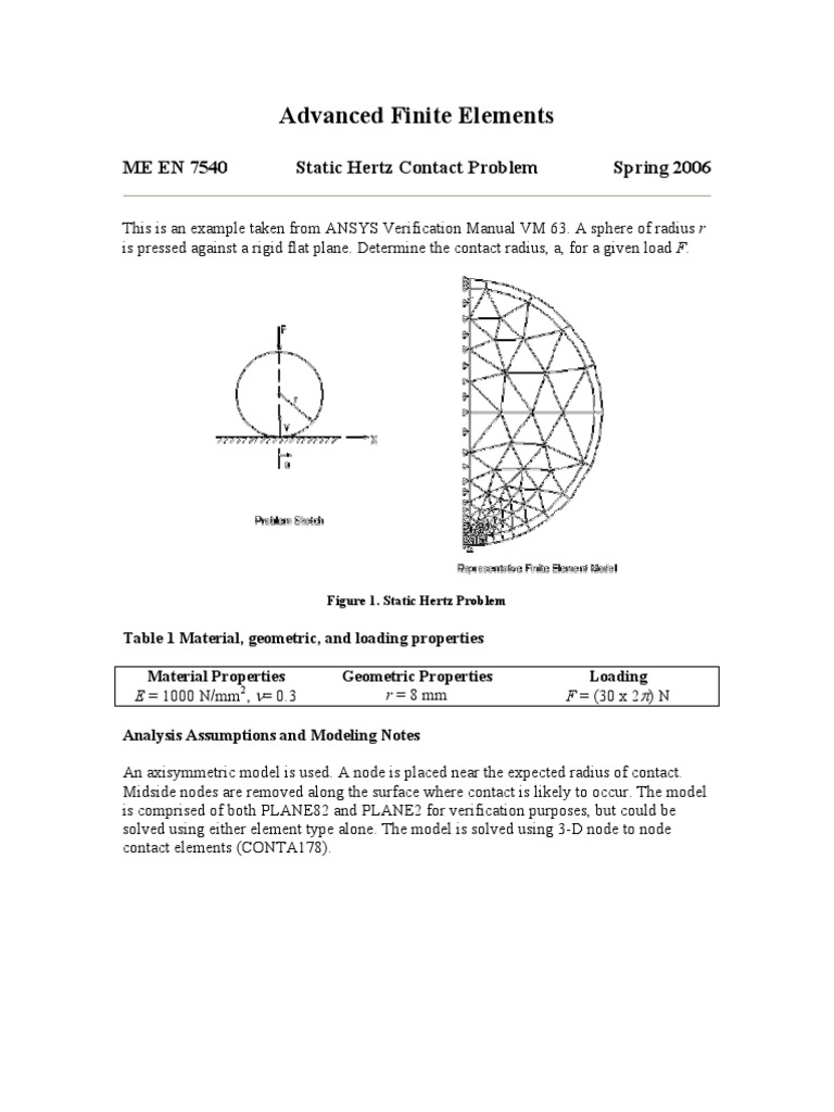 ANSYS Example Contact | PDF | Teaching Methods & Materials | Technology ...