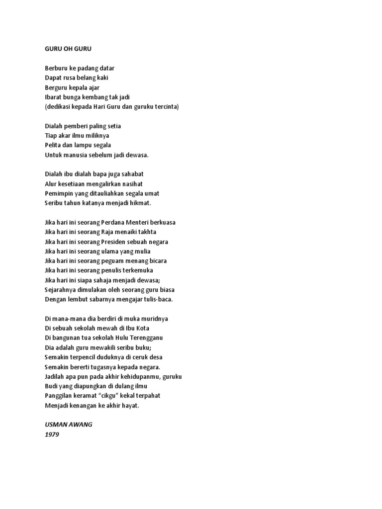 sajak guru usman awang - Simon North