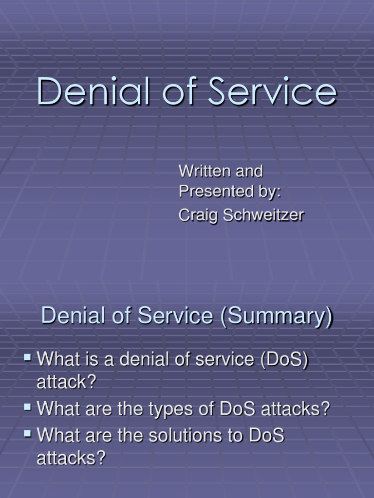 Understanding Denial of Service Attacks | PDF | Denial Of Service ...