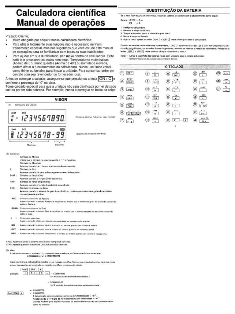 Manual Calculadora Cientifica Kenko KK-105B | PDF | Natureza