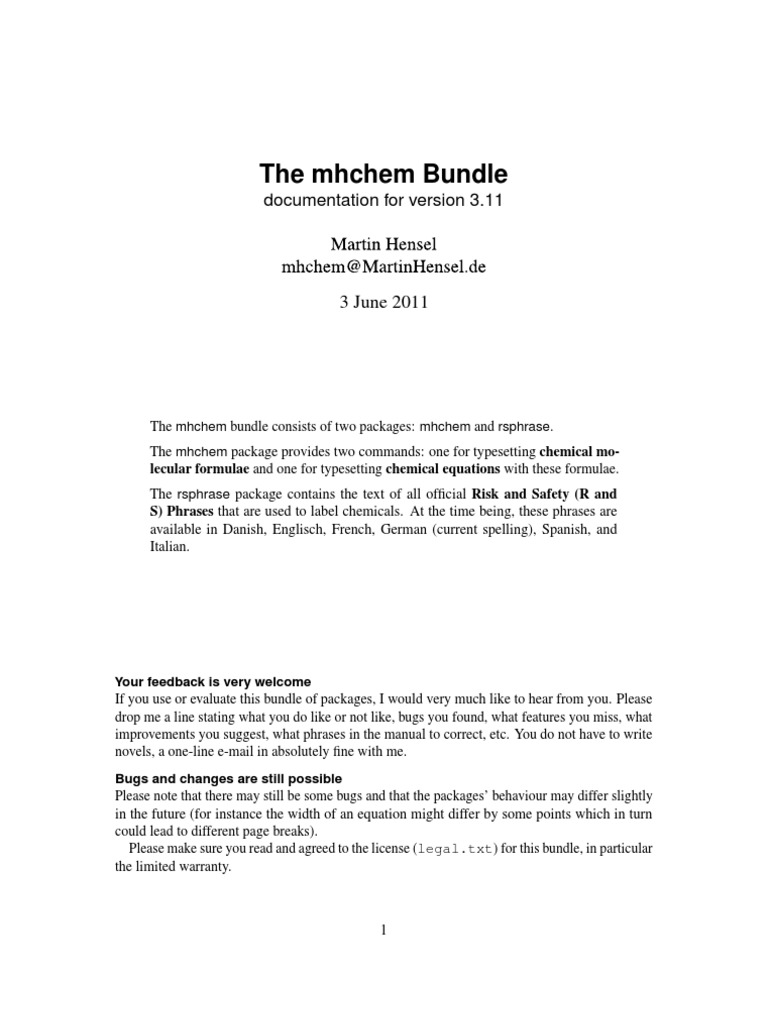 Mhchem LaTex Package Manual | PDF | Explosive Material | Toxicity