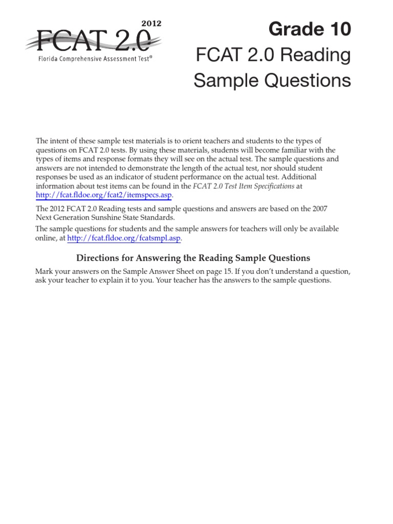 FL FCAT Reading Practice | PDF | Nature