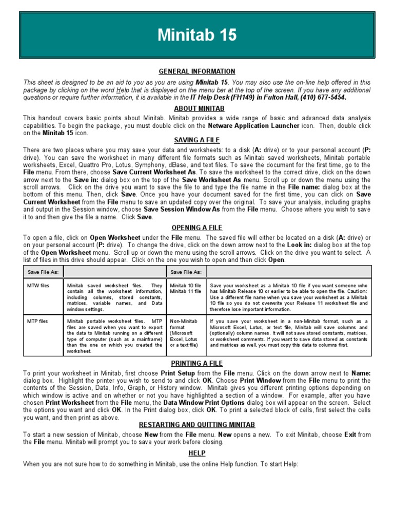 Minitab 15 | PDF | Dialog Box | Menu (Computing)