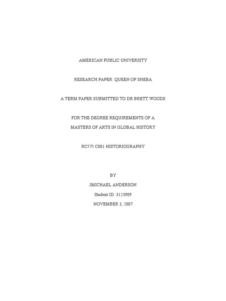 Historiography Research Paper The Queen of Sheba | PDF | Hatshepsut ... Historiography Research Paper The Queen of Sheba | PDF | Hatshepsut ...