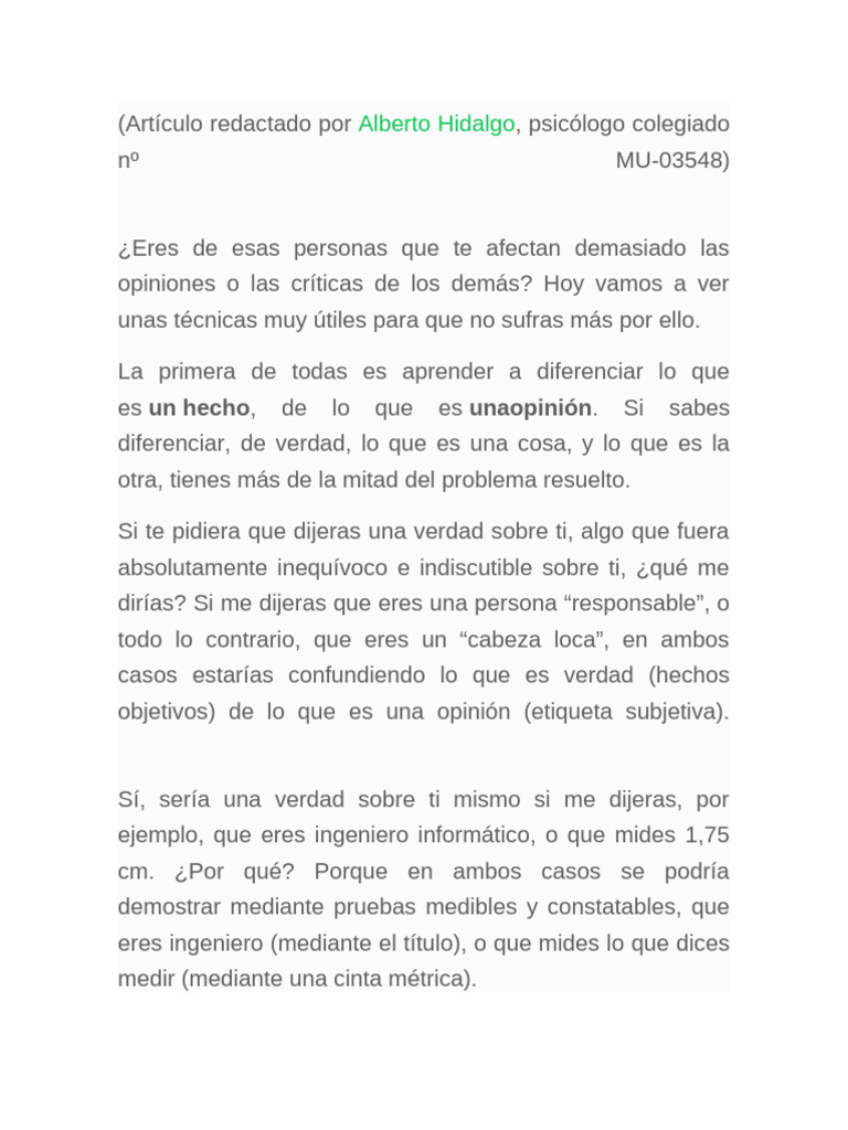 Opinión de Los Demás | PDF | Verdad
