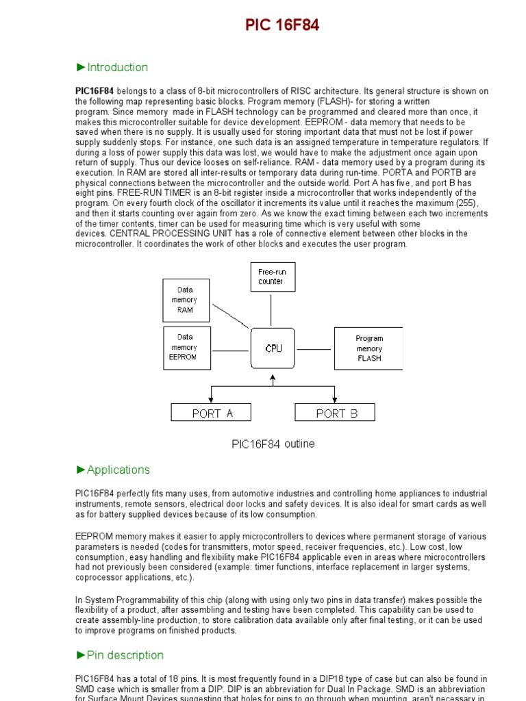 Pic 16F84 | PDF | Microcontroller | Instruction Set