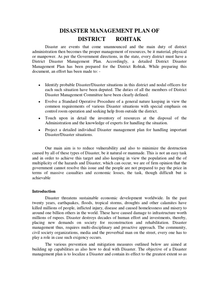 Disaster Plan Roh Tak | Download Free PDF | Emergency Evacuation ...