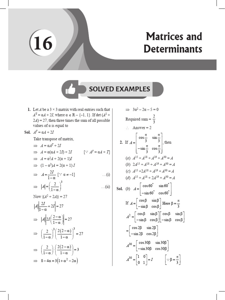 16 Matrices and Determinants | PDF | Matrix (Mathematics) | Determinant