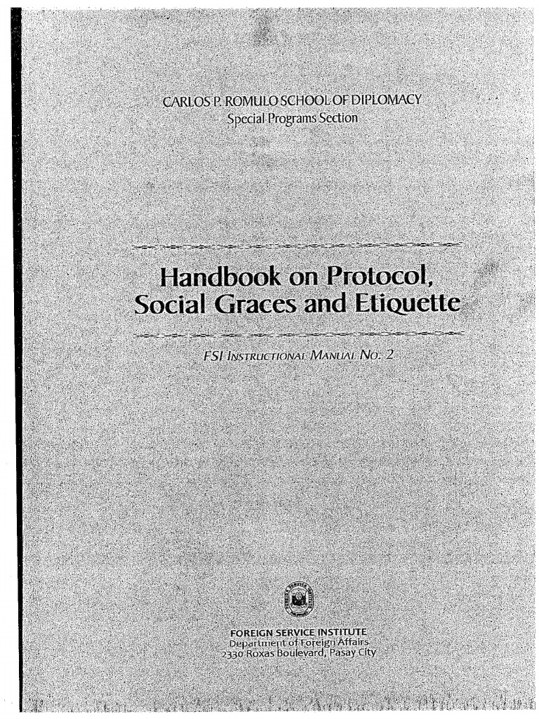 Handbook On Protocol and Social Etiquette | PDF