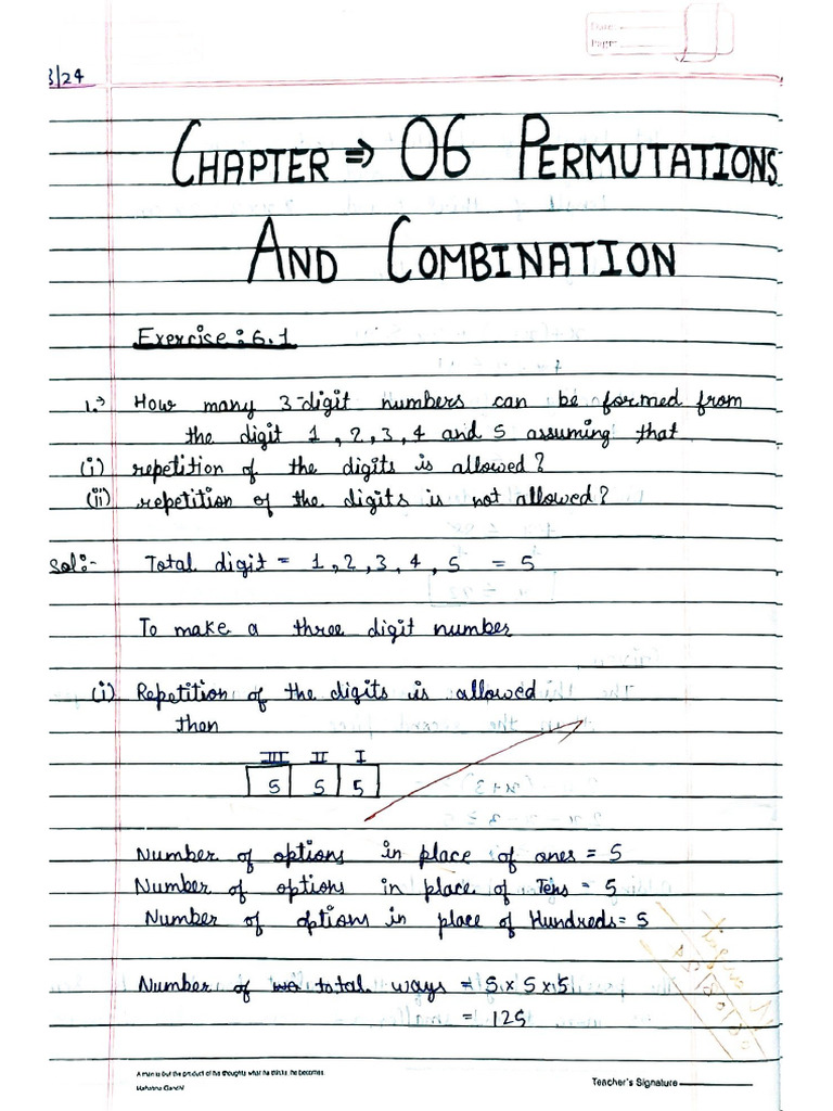 Chapter 6 Permutations and Combinations Class 11 Maths | PDF