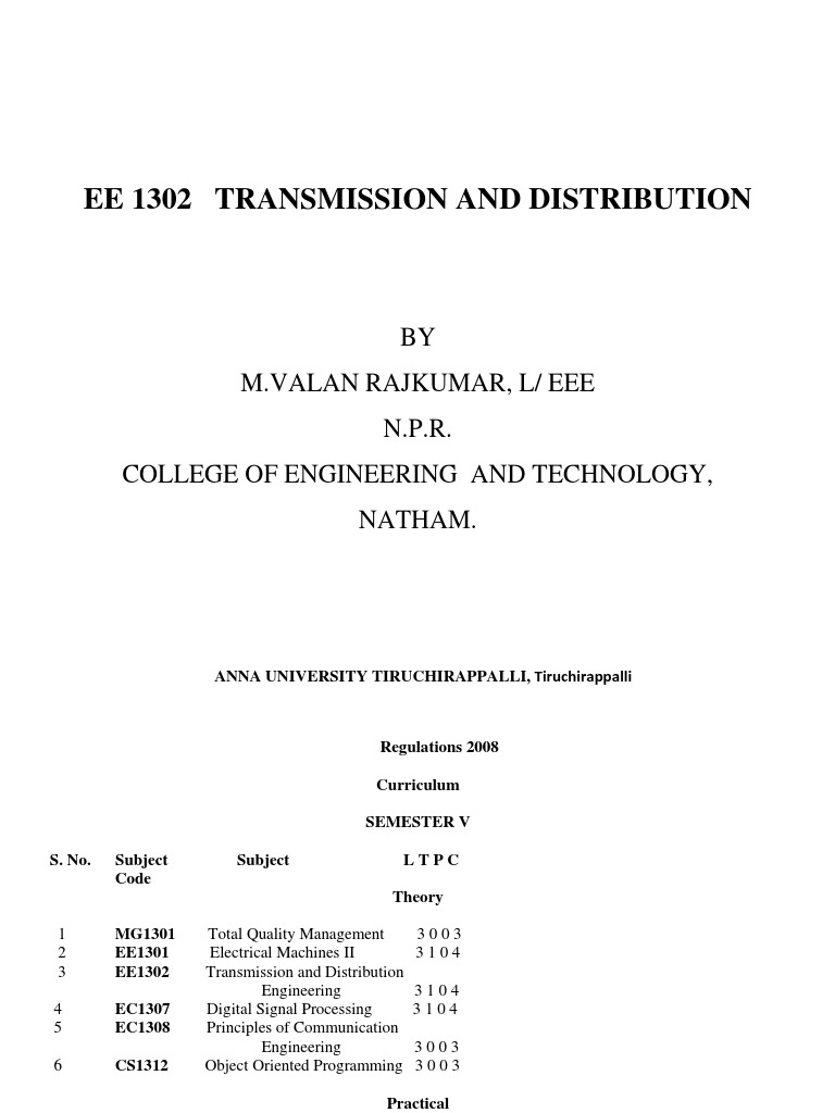Transmission and Distribution Engineering | PDF | Insulator ...