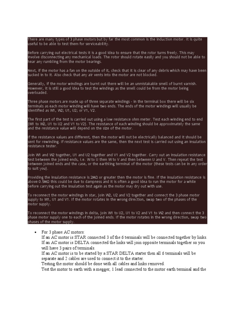 3 Phase Motor IR Guidelines | PDF | Electrical Resistance And ...