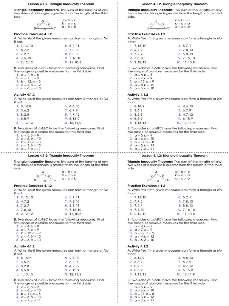 Hand Triangle Inequality Theorem | PDF | Triangle | Length