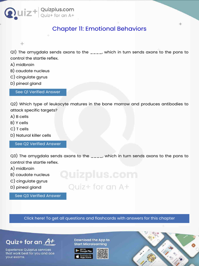 The Amygdala Sends Axons to the Which in Turn Sends Axons to the Pons ...