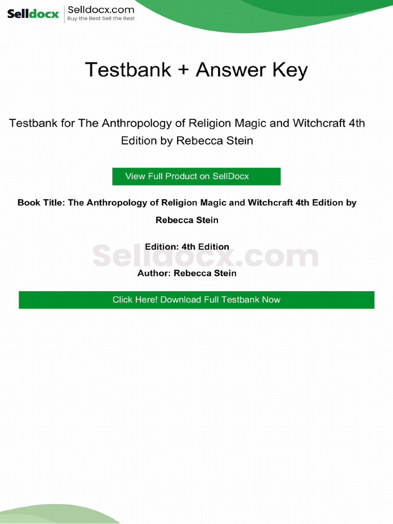 Question Bank for the Anthropology of Religion Magic and Witchcraft 4th ...