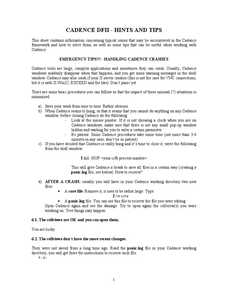 Cadence Dfii - Hints and Tips | PDF | Library (Computing) | Command Line Interface