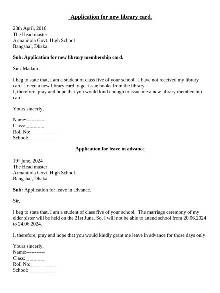 Application for New Library Card | PDF