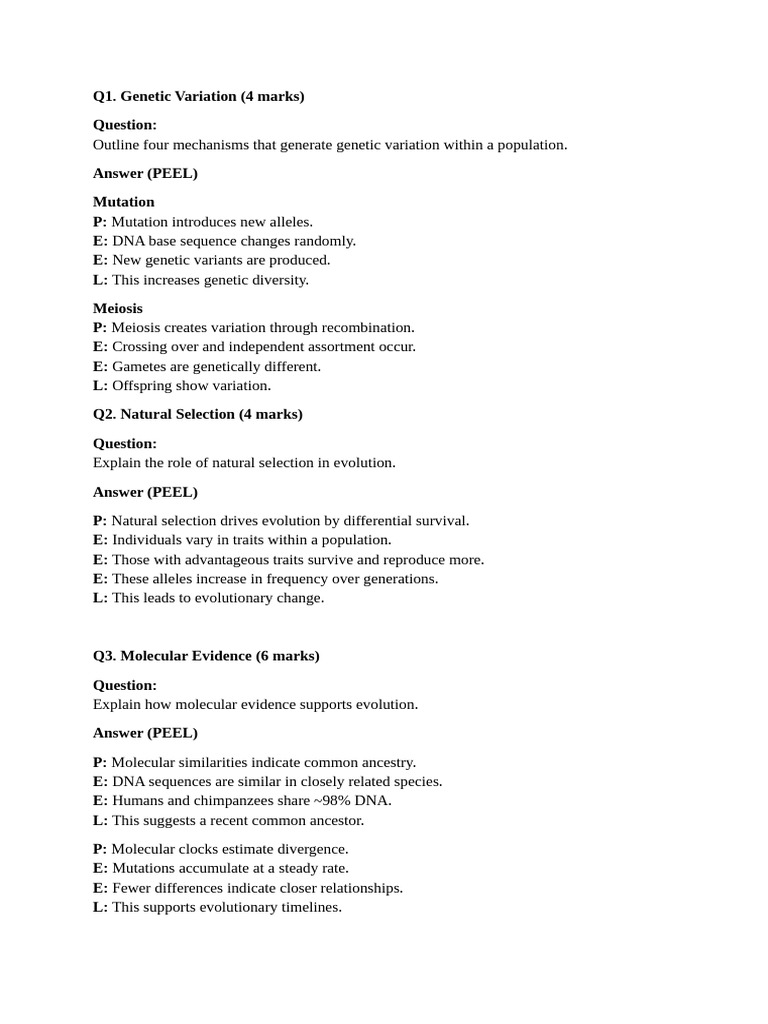 Evolutionand Speciation Note | PDF | Evolution | Natural Selection