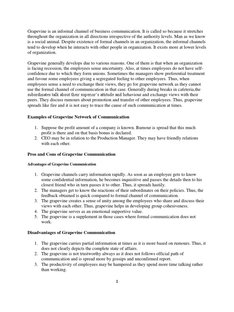 Examples of Grapevine Network of Communication | PDF | Semiotics ...