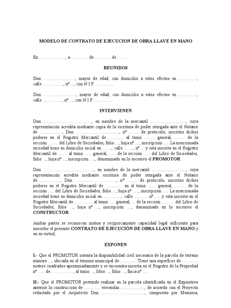 Modelo Obra Llave en Mano Constructor | Presupuesto | Arquitecto