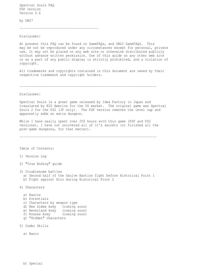 Spectral Souls PSP | PDF | Sword | Nature