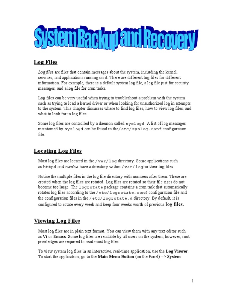 Log Files: Log Files Are Files That Contain Messages About The System ...