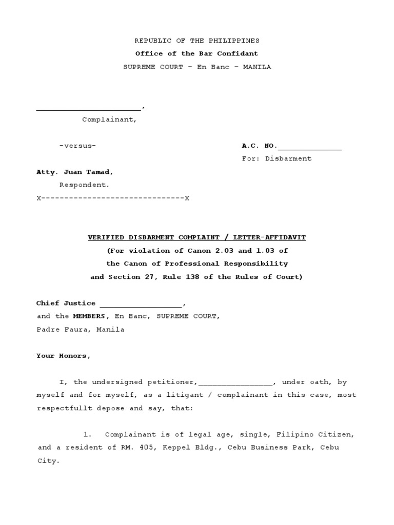 Disbarment Complaint | Politics | Justice