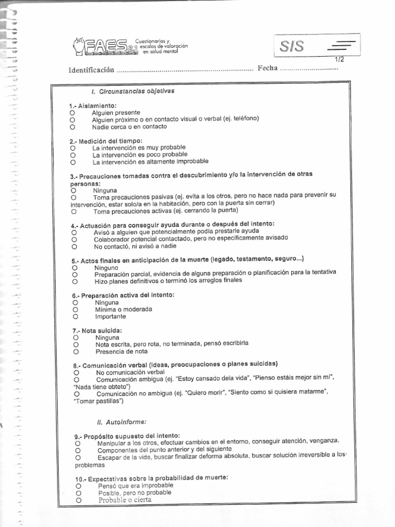 Escala Ideacion Suicida de Beck | PDF | Suicidio | Análisis estadístico