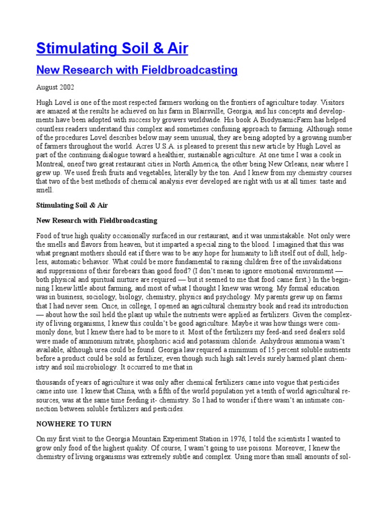 Biodynamic Field Broadcasting | PDF | Fertilizer | Soil