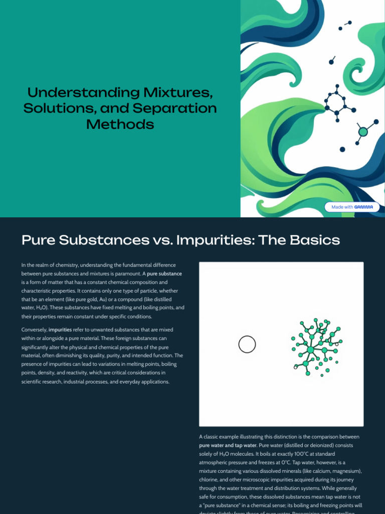 Understanding Mixtures Solutions and Separation Methods | PDF ...