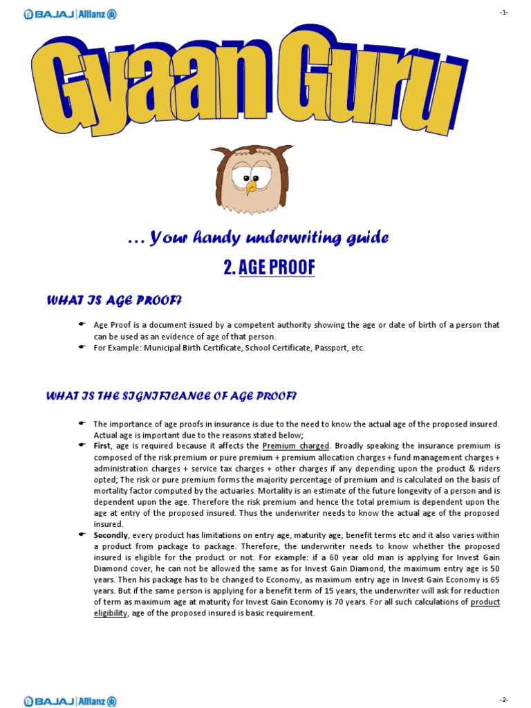 Your Handy Underwriting Guide 2. Age Proof | PDF | Identity Document ...