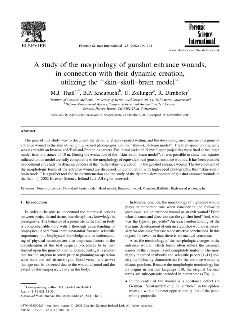 A Study of The Morphology of Gunshot Entrance Wounds, in Connection ...