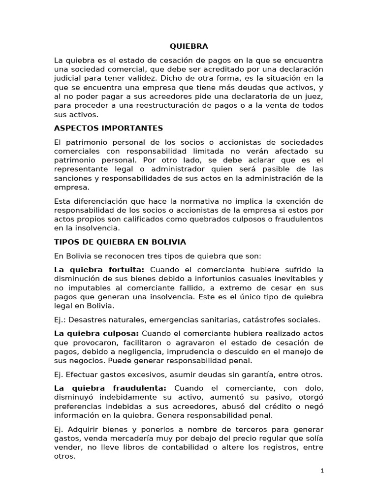 Control de lectura 6_QUIEBRA | PDF | Bancarrota | Liquidación