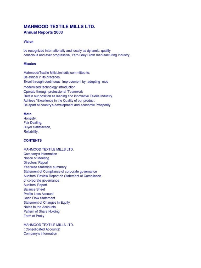 Mahmood Textile Mills LTD | PDF | Historical Cost | Audit