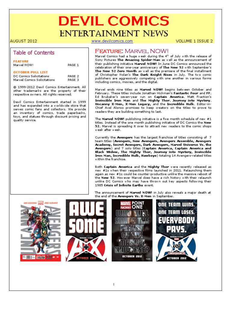 Devil Comics Entertainment August 2012 | PDF | Marvel Comics | Dc Comics