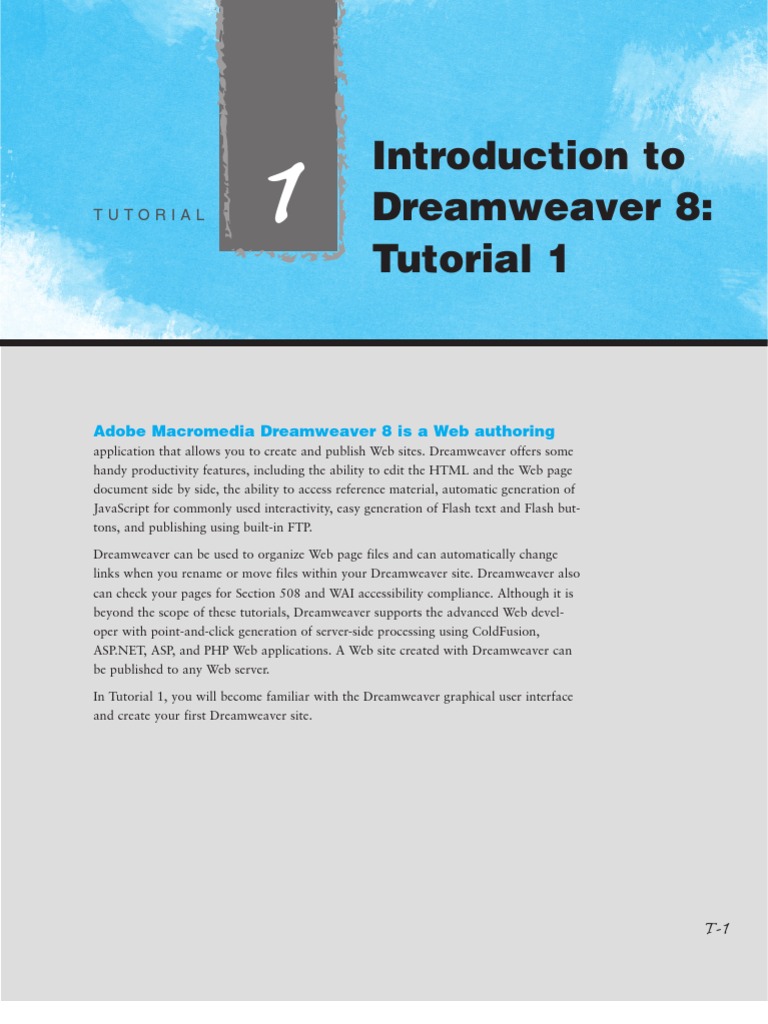 Introduction To Dreamweaver 8: Tutorial 1 | PDF | Html Element ...