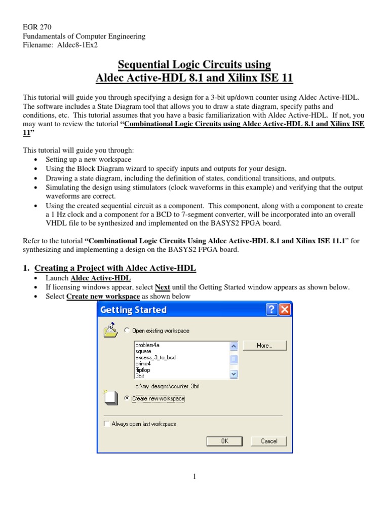 Sequential Logic Circuits Using Aldec Active-HDL 8.1 and Xilinx ISE 11 ...