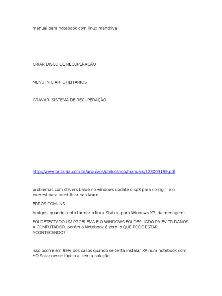 Sobre Linux Mandriva Manual | PDF | Drive de disco rígido | Microsoft Windows