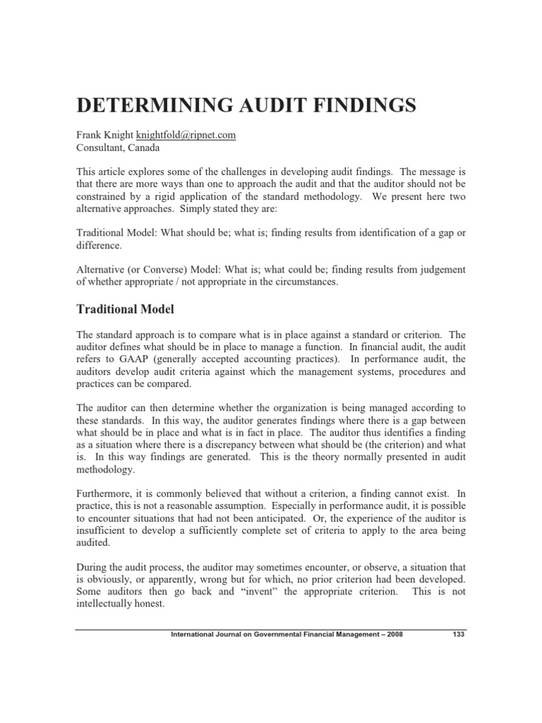 Knight, Determining Audit Findings | PDF | Financial Audit | Audit