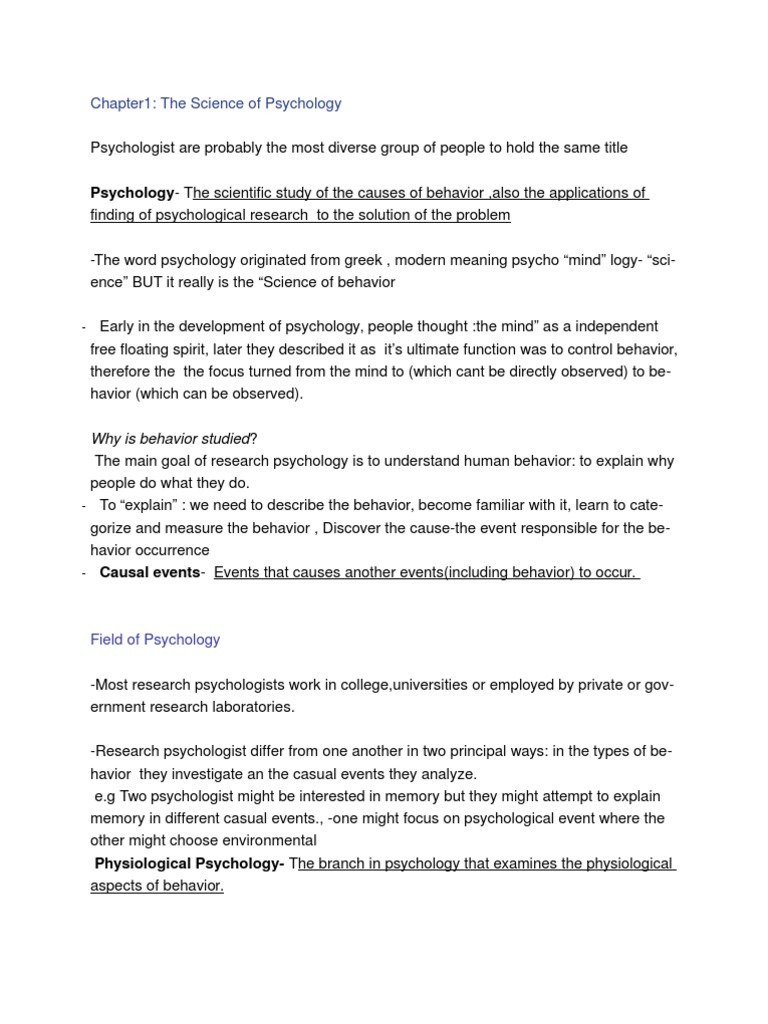 Psychology Notes | PDF | Mind | Psychology