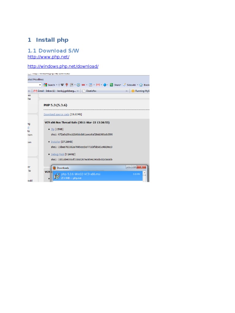 1 Install PHP: 1.1 Download S/W | PDF | Php | Apache Http Server