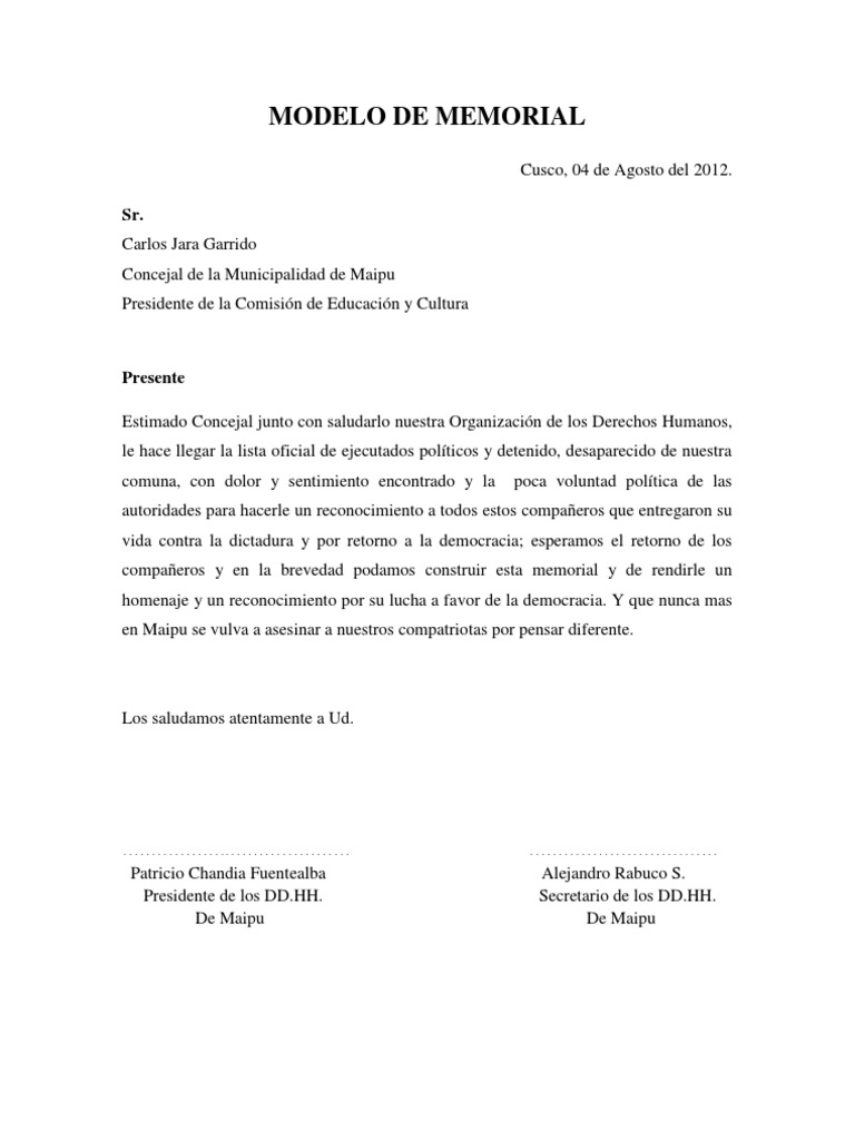 Modelo de Memorial | Gobierno | Política