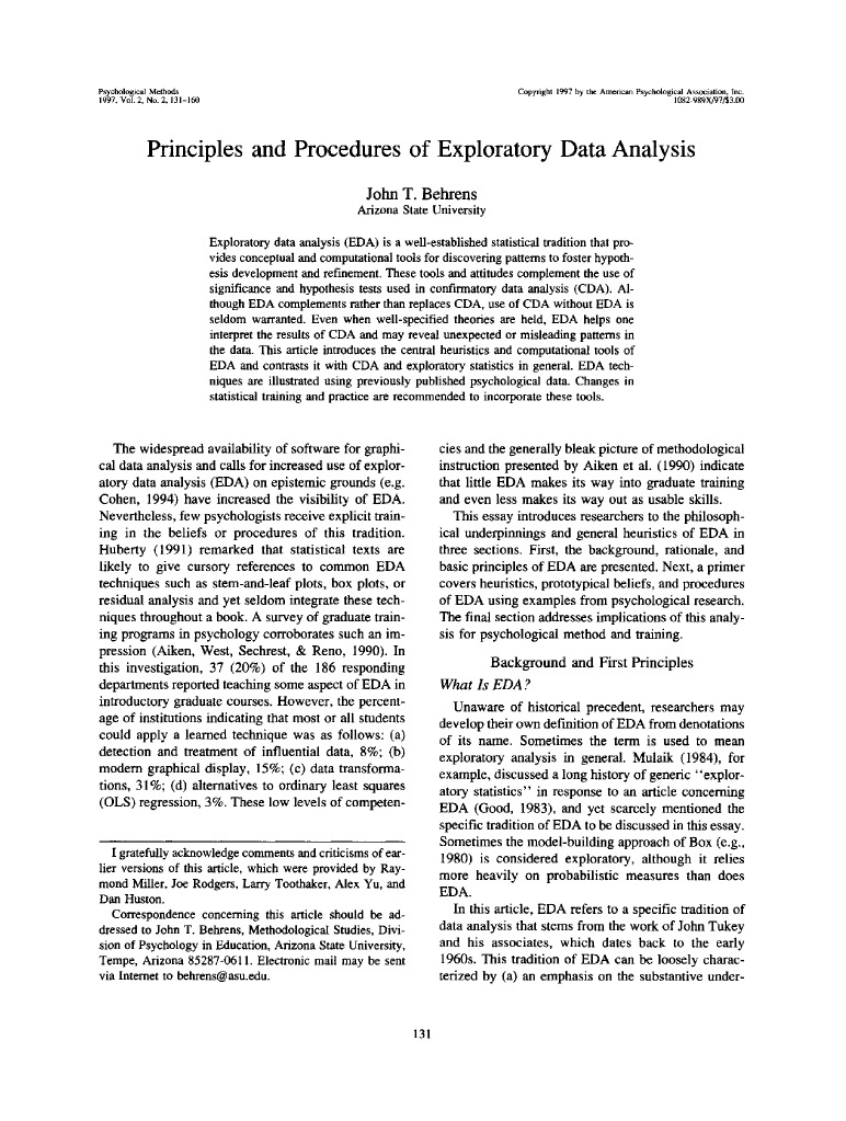 1997 Principles and Procedures of Exploratory Data Analysis | PDF ...