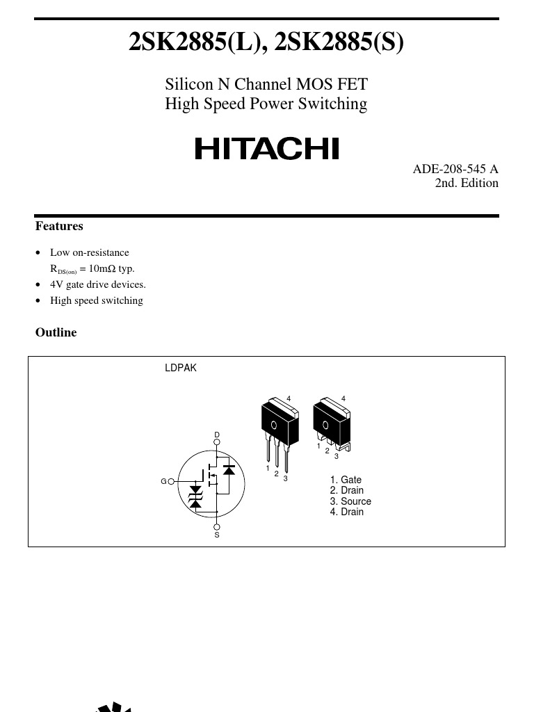 k2885 Mosfet | PDF | Field Effect Transistor | Mosfet