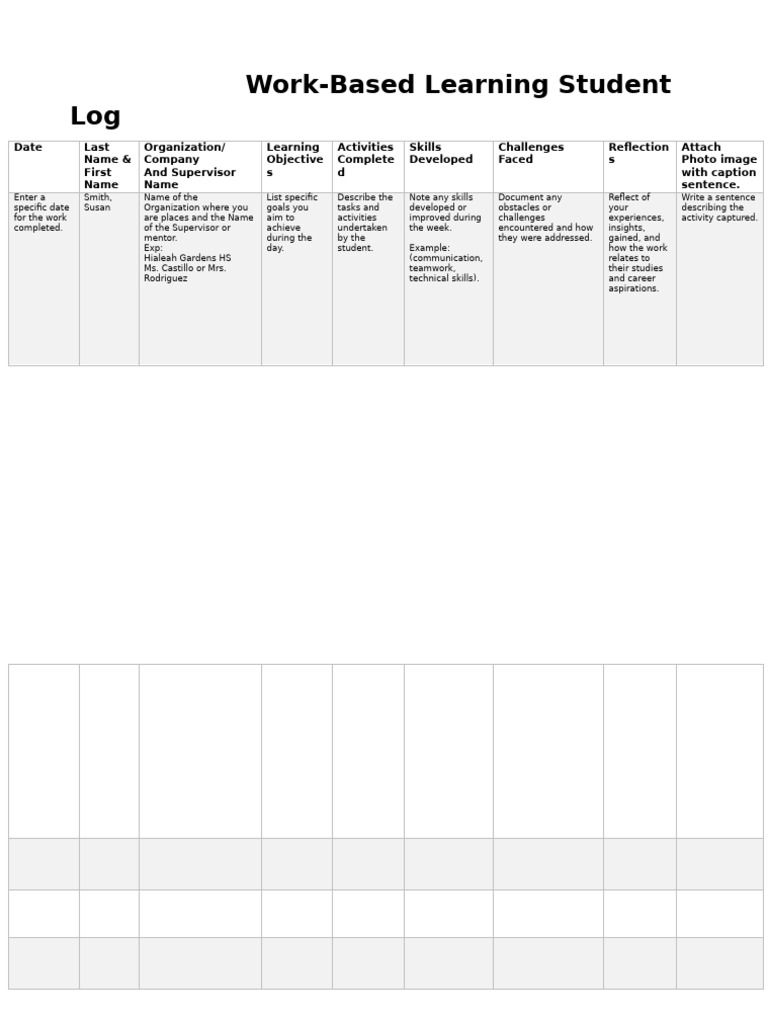 Work Based Learning Log | PDF