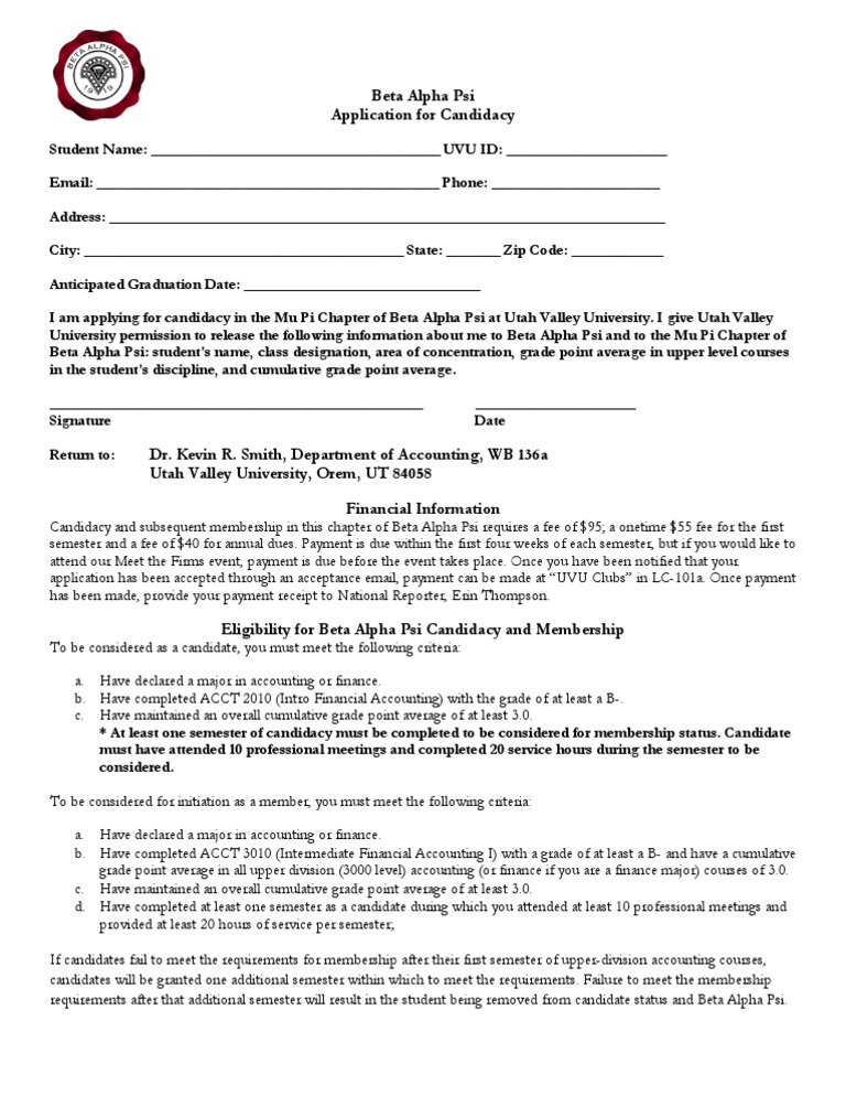 Beta Alpha Psi Application Fall 2012 | PDF | Accounting | Business