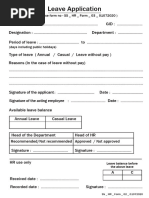 Annual Leave Carry Over Application Form | PDF | Finance & Money Management