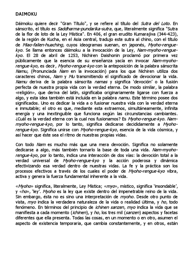 Significado y Práctica del Dáimoku | PDF | Sutra | Budeidad