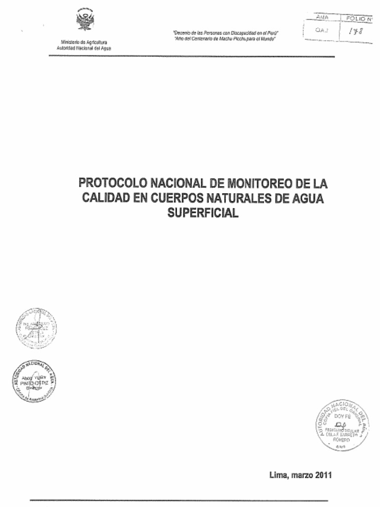 Protocolo Monitoreo Agua ANA | PDF