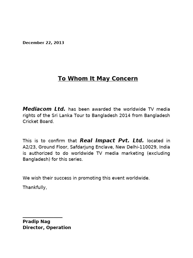 Authorization Letter to Real Impact | PDF